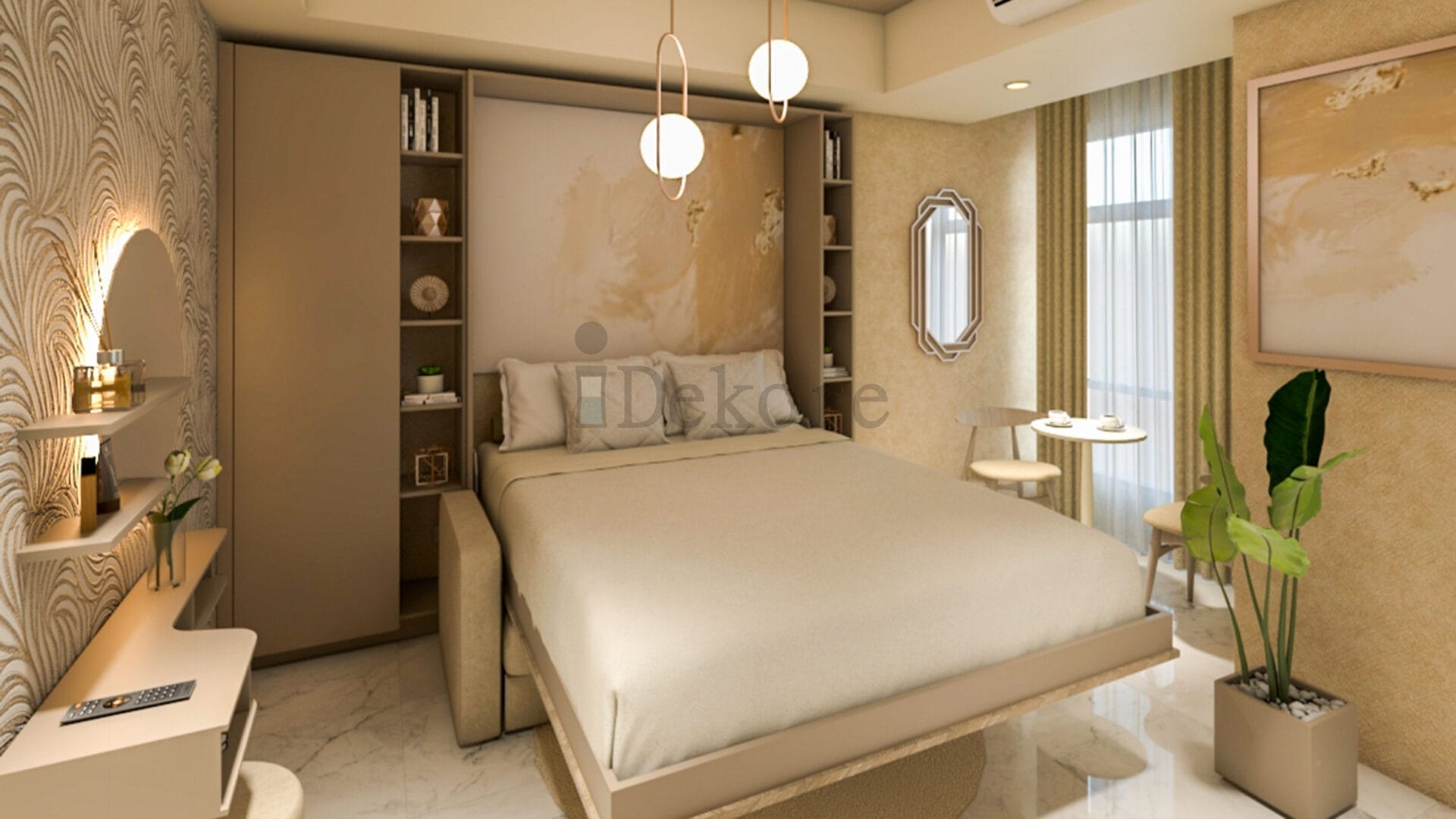 Metro Murphy Bed Taupe - iDekore