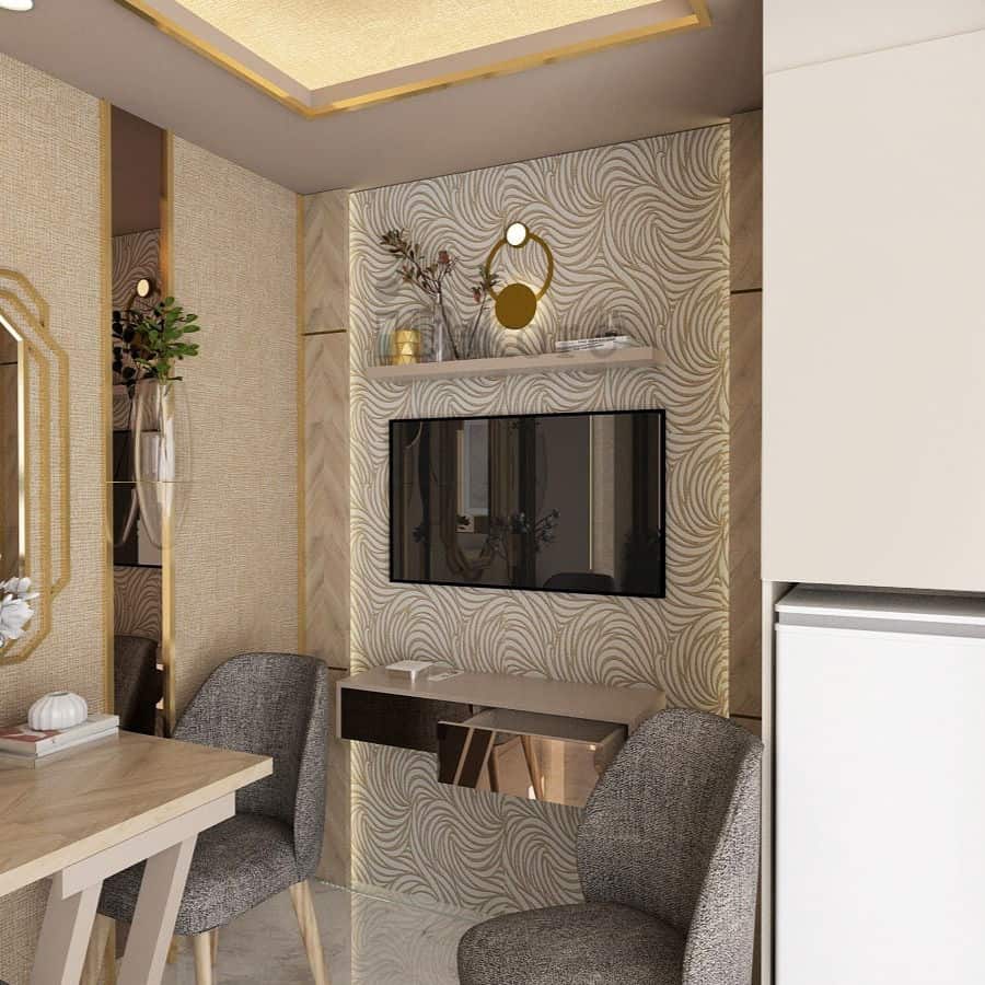 Wall Panel TV Cabinet with Hanging Drawer - iDekore