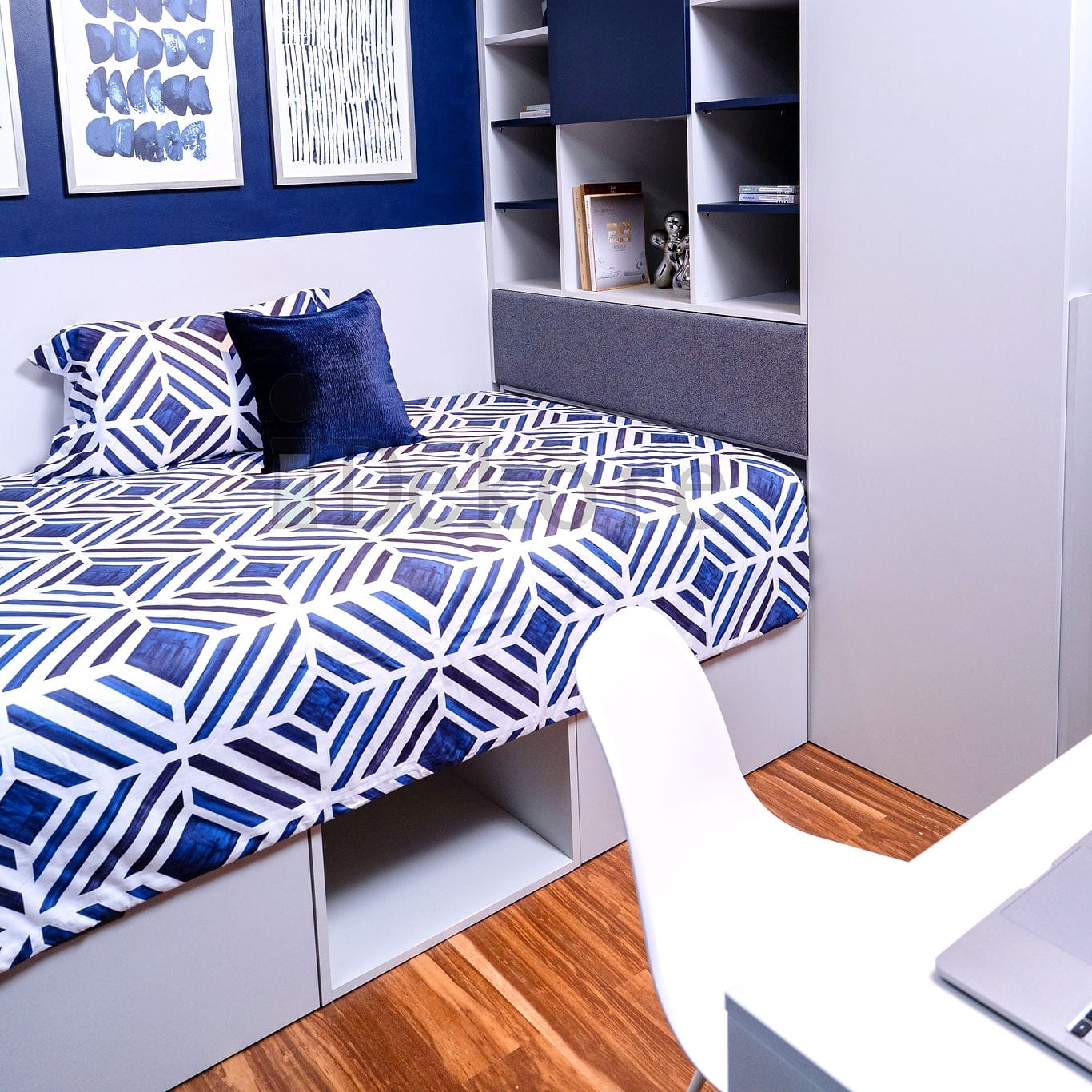 Nolan Bed Platform - Cool Grey - iDekore