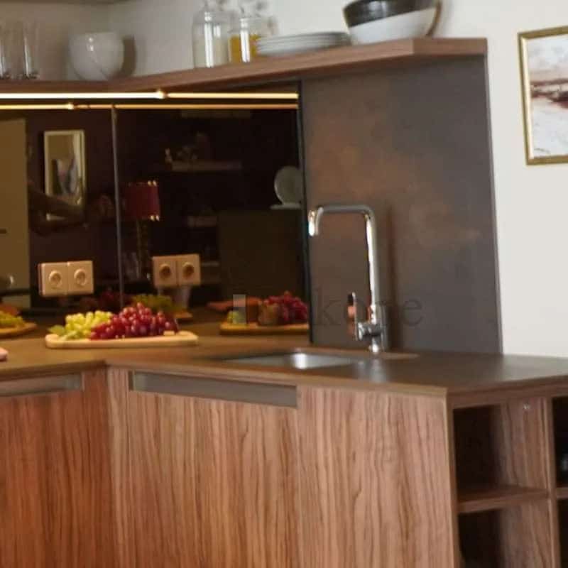 Pantry Base + Waste Bin With Table Top Quadra Bronzo Bruno - iDekore